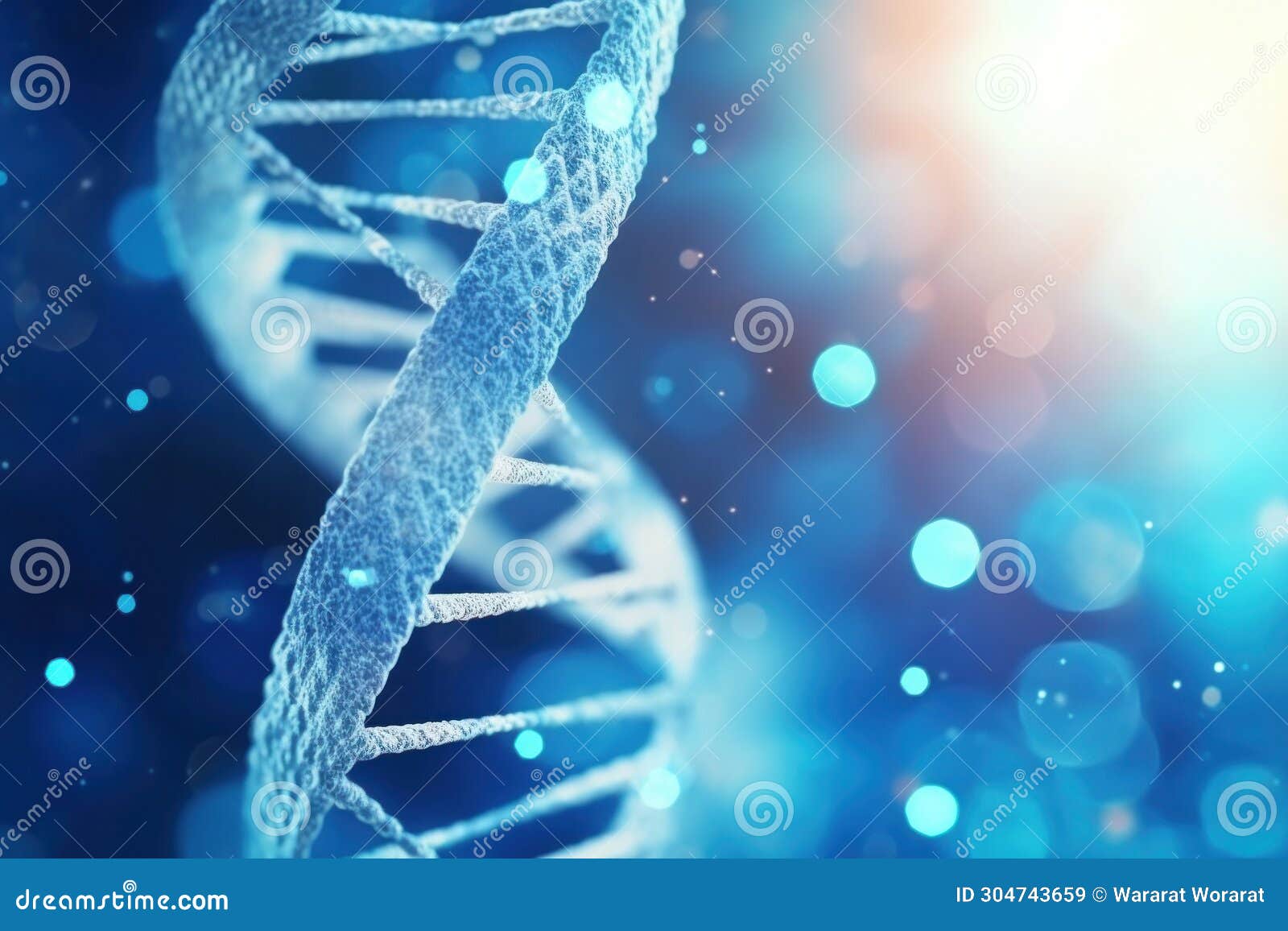 Close Up of DNA in the Distant Future. View Under the Microscope. Blue ...