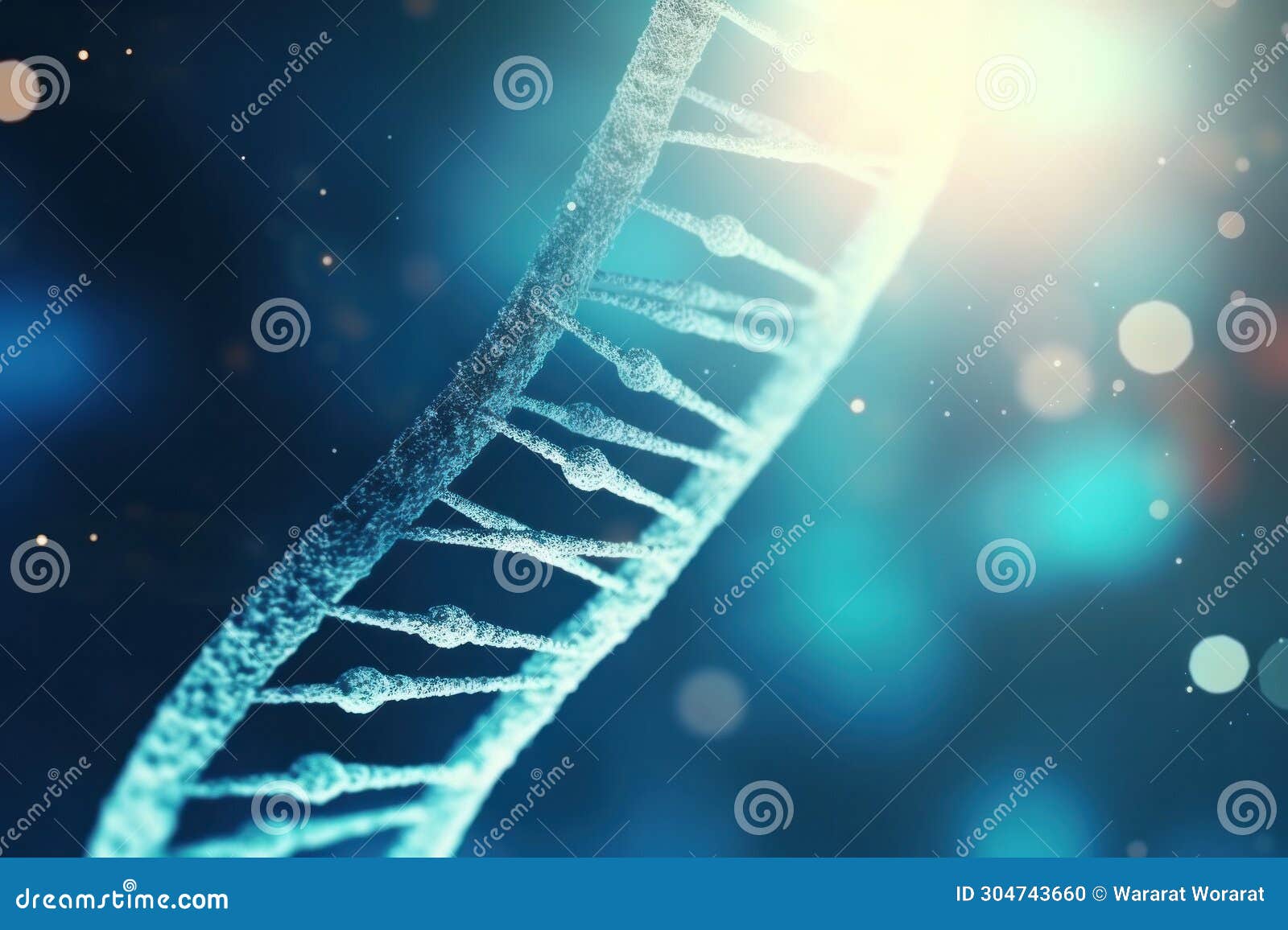 Close Up of DNA in the Distant Future. View Under the Microscope. Blue ...