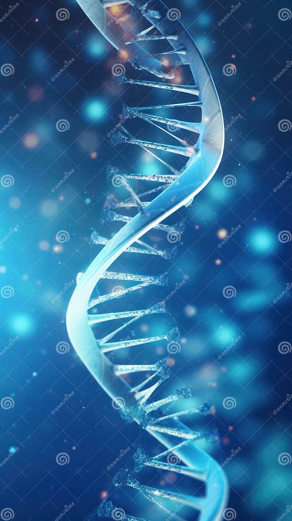 Close Up of DNA in the Distant Future. View Under the Microscope. Blue ...