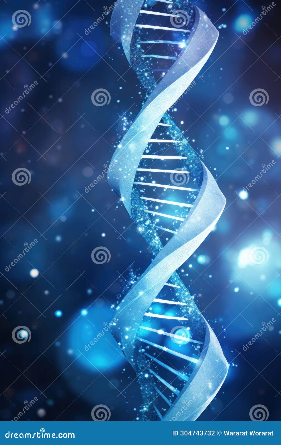 Close Up of DNA in the Distant Future. View Under the Microscope. Blue ...