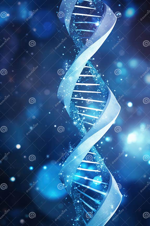 Close Up of DNA in the Distant Future. View Under the Microscope. Blue ...
