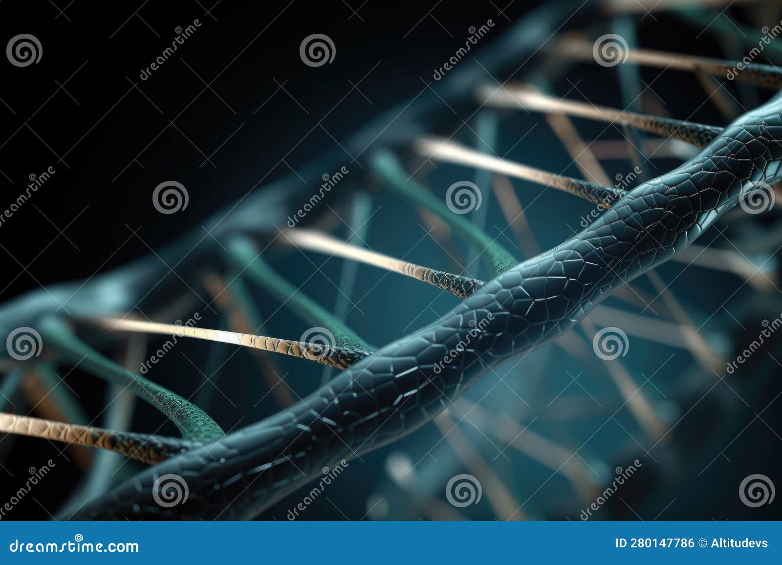 Close-up of Dna Double Helix, with Strands Twisting and Intertwining ...