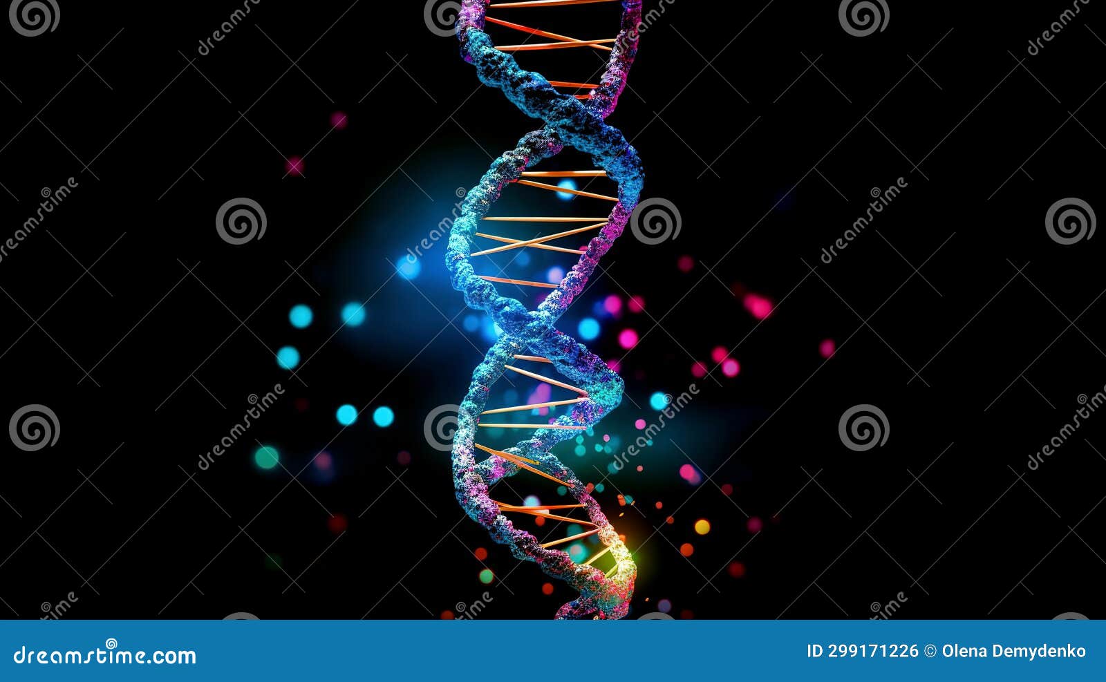 Close Up of DNA Genome on Black. DNA Structure on a Black Background ...