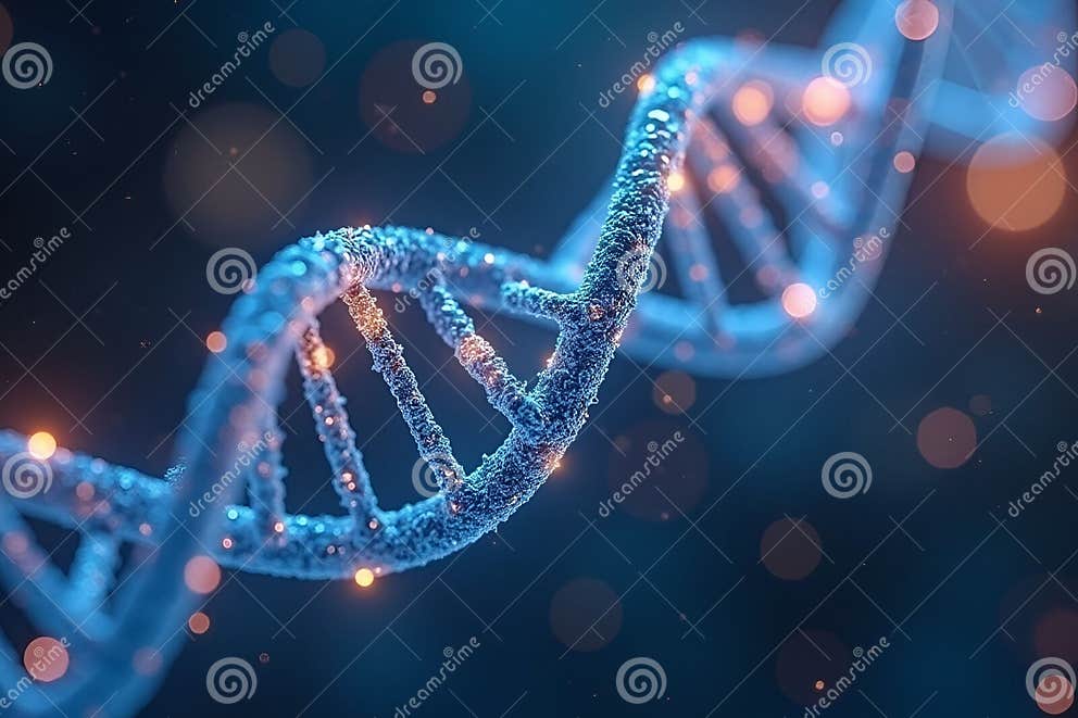 Close-up of DNA Stained in Blue and White. Stock Illustration ...