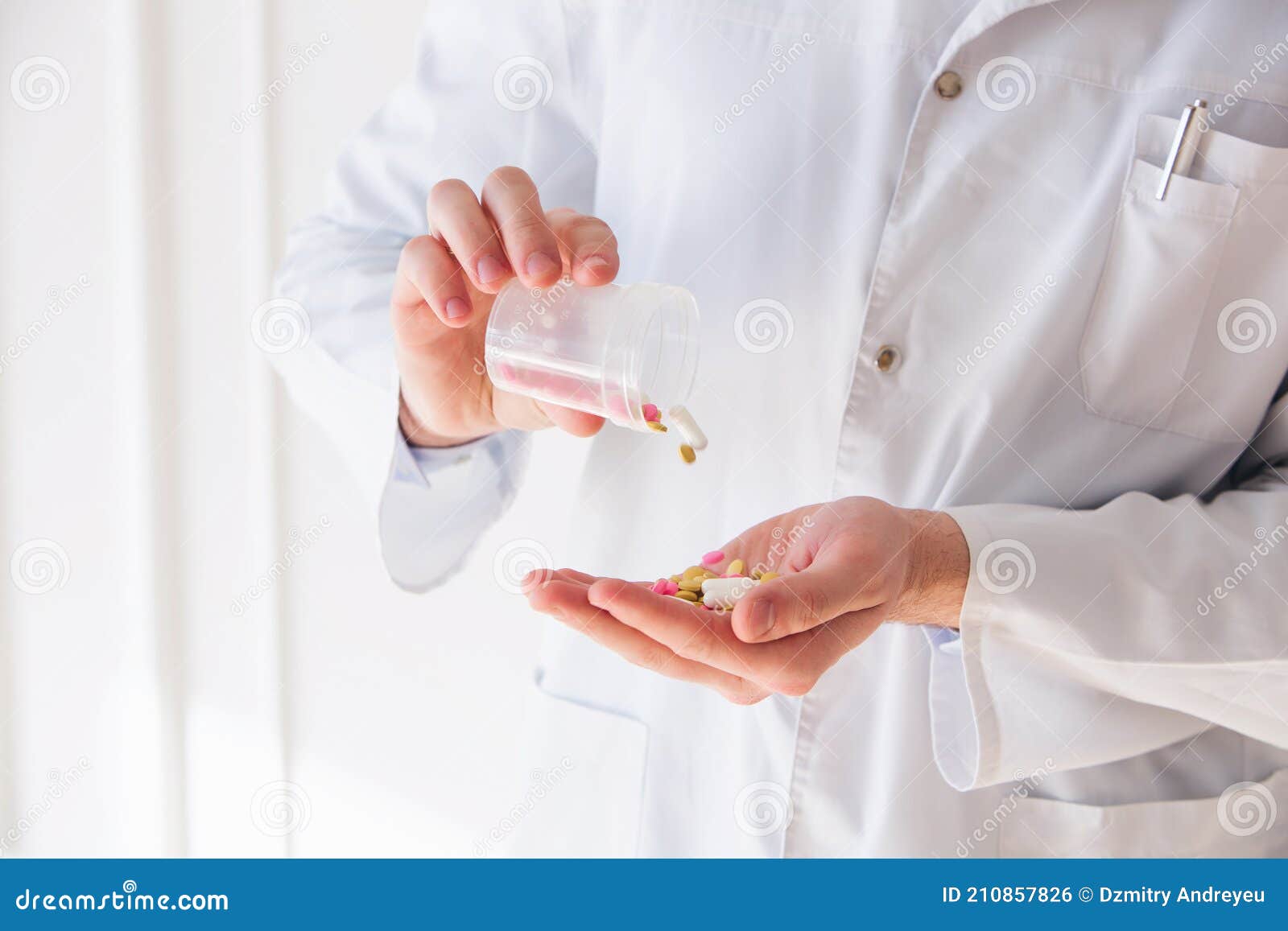 Close Up Doctor Hands Holding with Jar of Capsules Stock Photo - Image ...