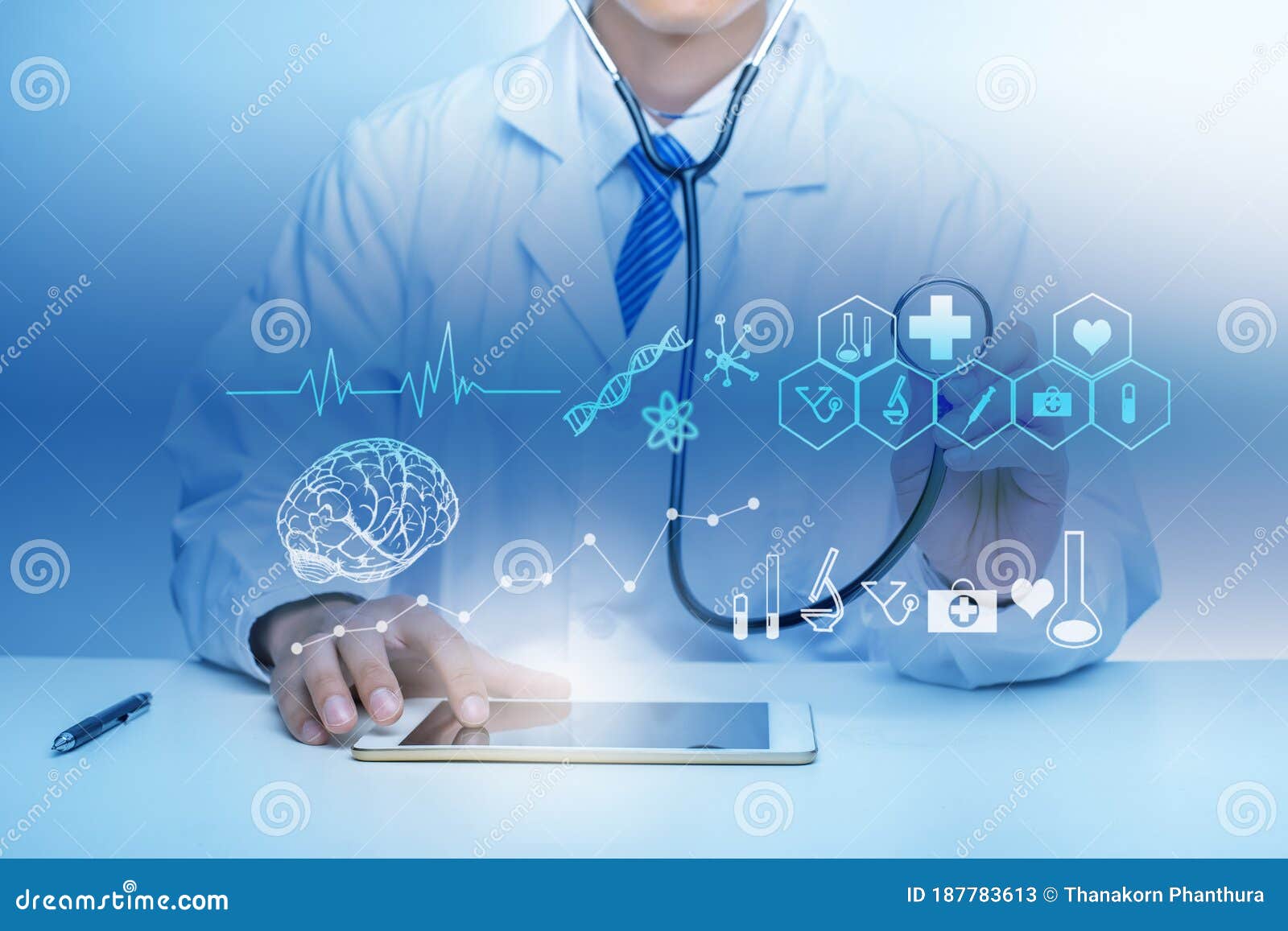 Close Up of Doctor is Showing Medical Analytics Data, Medical ...