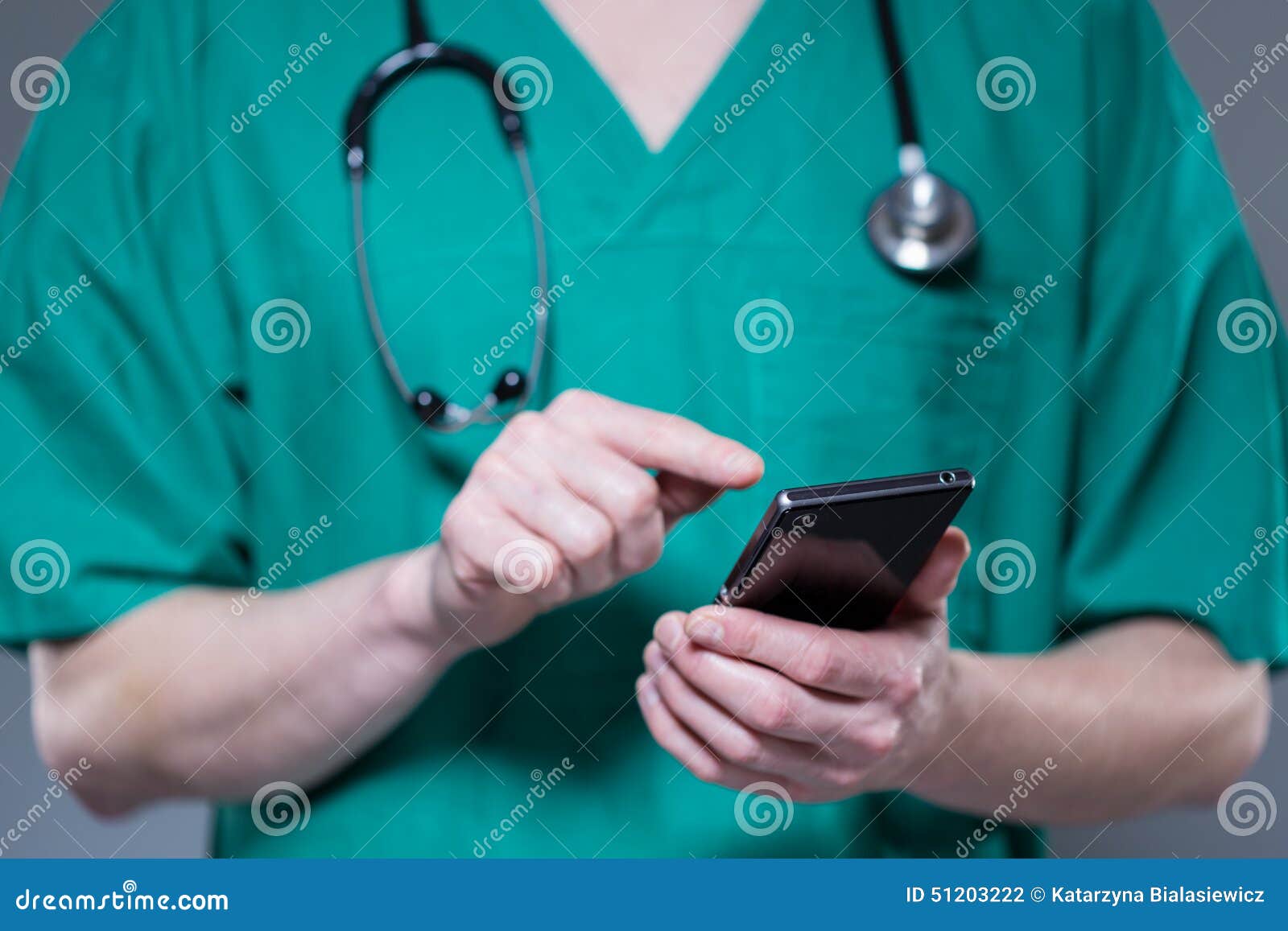 Close Up of Doctor in Uniform Using Phone Stock Photo - Image of hand ...