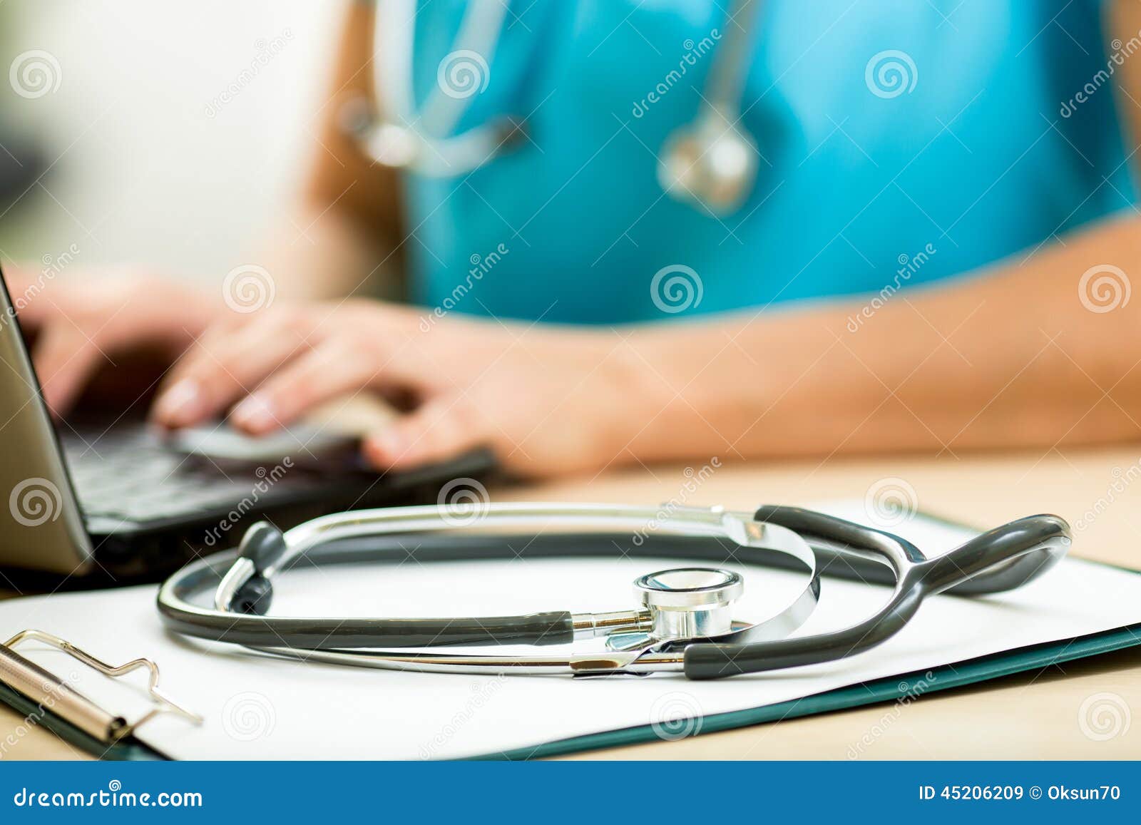 Close Up of Doctor Working with Laptop Stock Image - Image of notebook ...