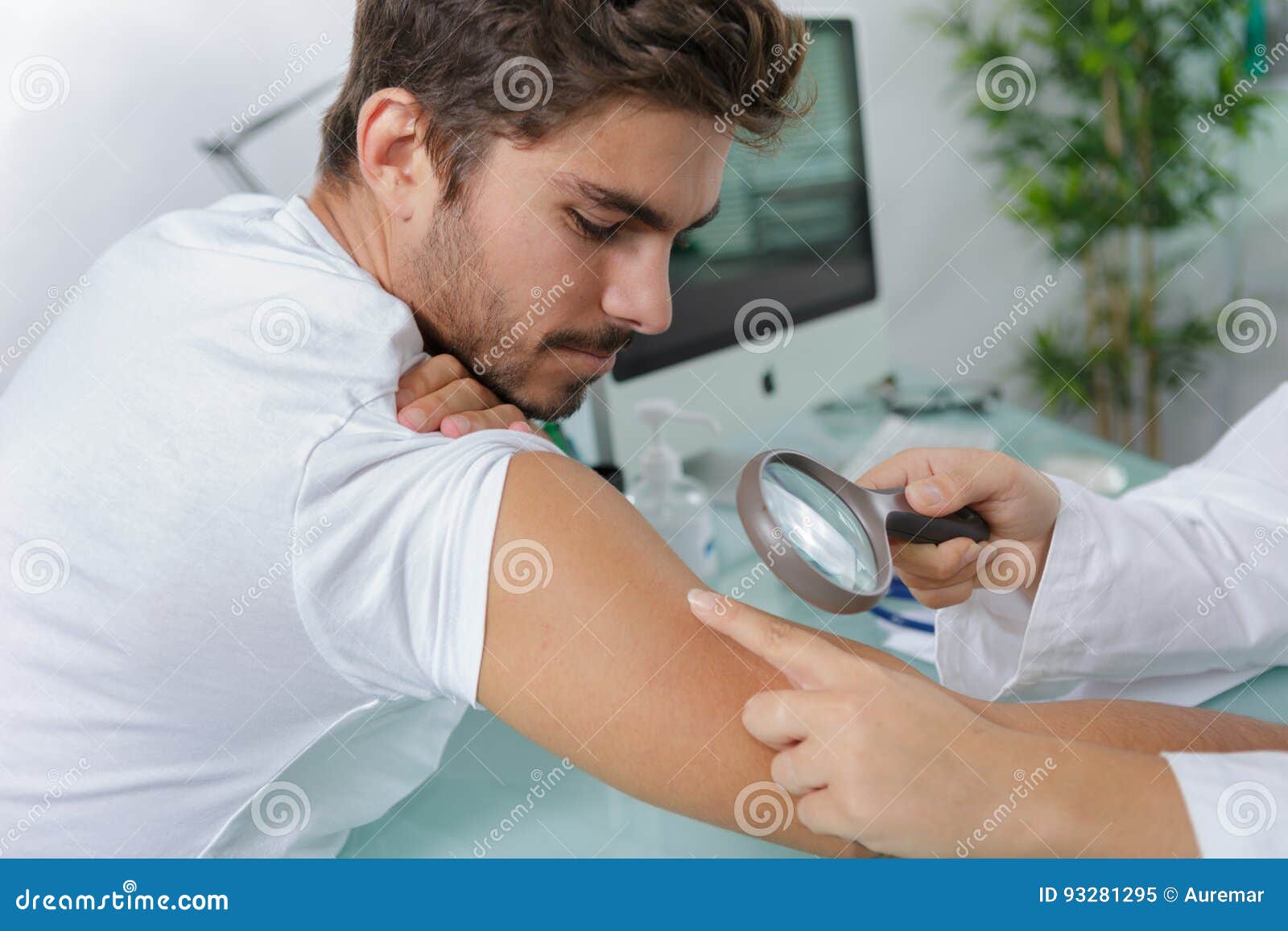 Close-up Doctors Hands Checking Mans Moles Stock Image - Image of check ...