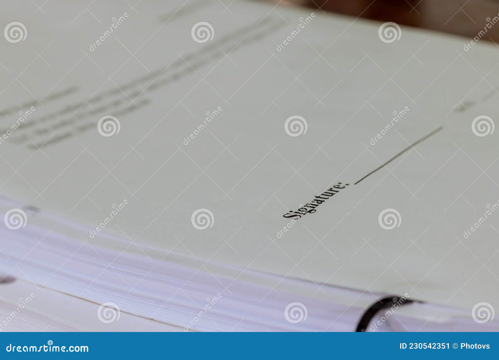 Close-up of with Document Signature at Official Paper Stock Image ...