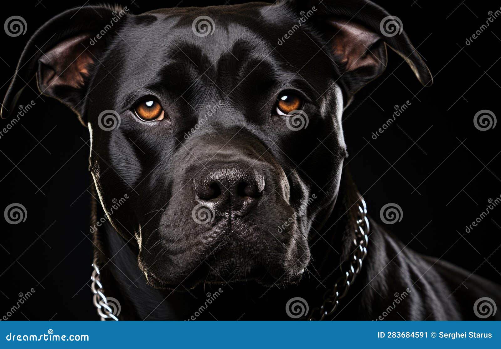 A Close Up of a Dog with a Chain Around Its Neck. Generative AI Image ...