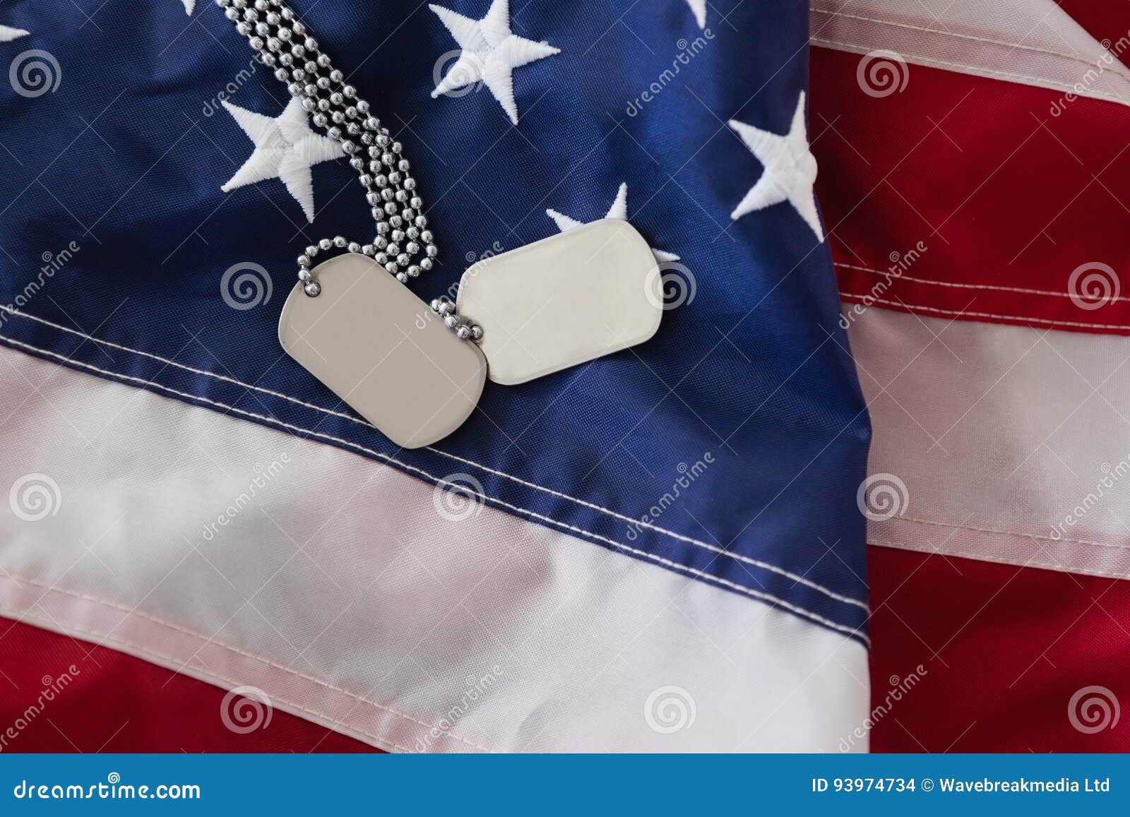 Close-up of Dog Tag on an American Flag Stock Photo - Image of national ...