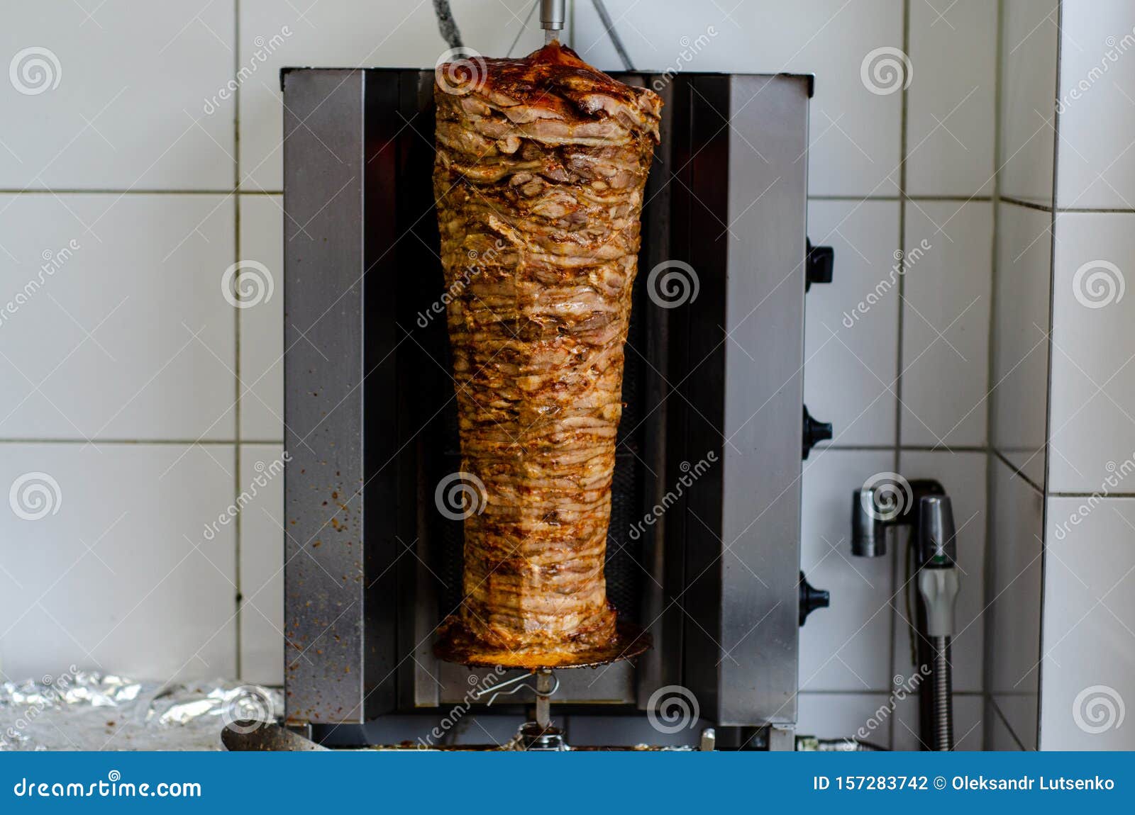 Doner Meat from a Rotating Spit Stock Photo - Image of east, beef ...