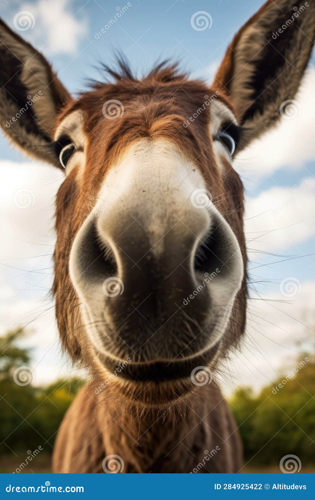 Close-up of a Donkeys Curious Face Stock Illustration - Illustration of ...