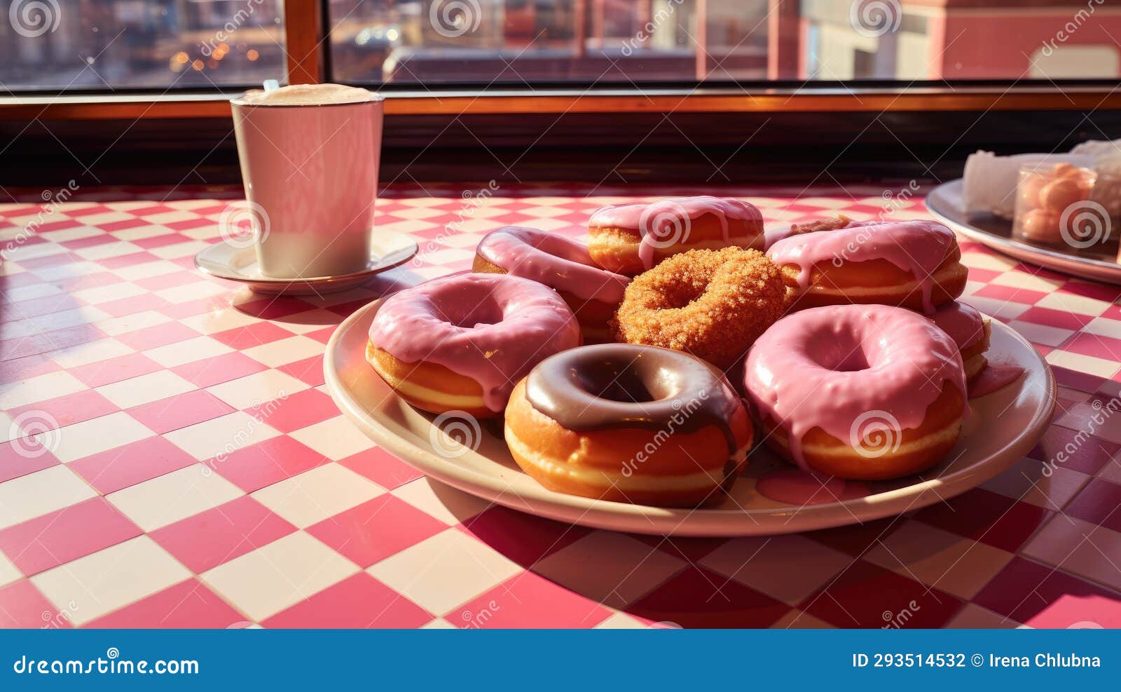 Close-up of Donuts Served in Plate Stock Illustration - Illustration of ...