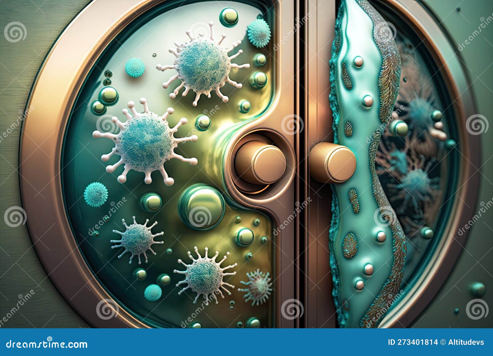 Close-up of Door Handle, with Visible Bacteria and Germs Stock Photo ...