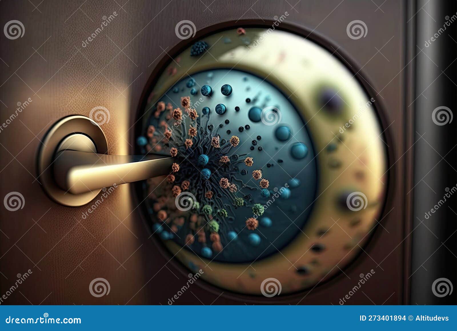 Close-up of Door Handle, with Visible Bacteria and Germs Stock Photo ...