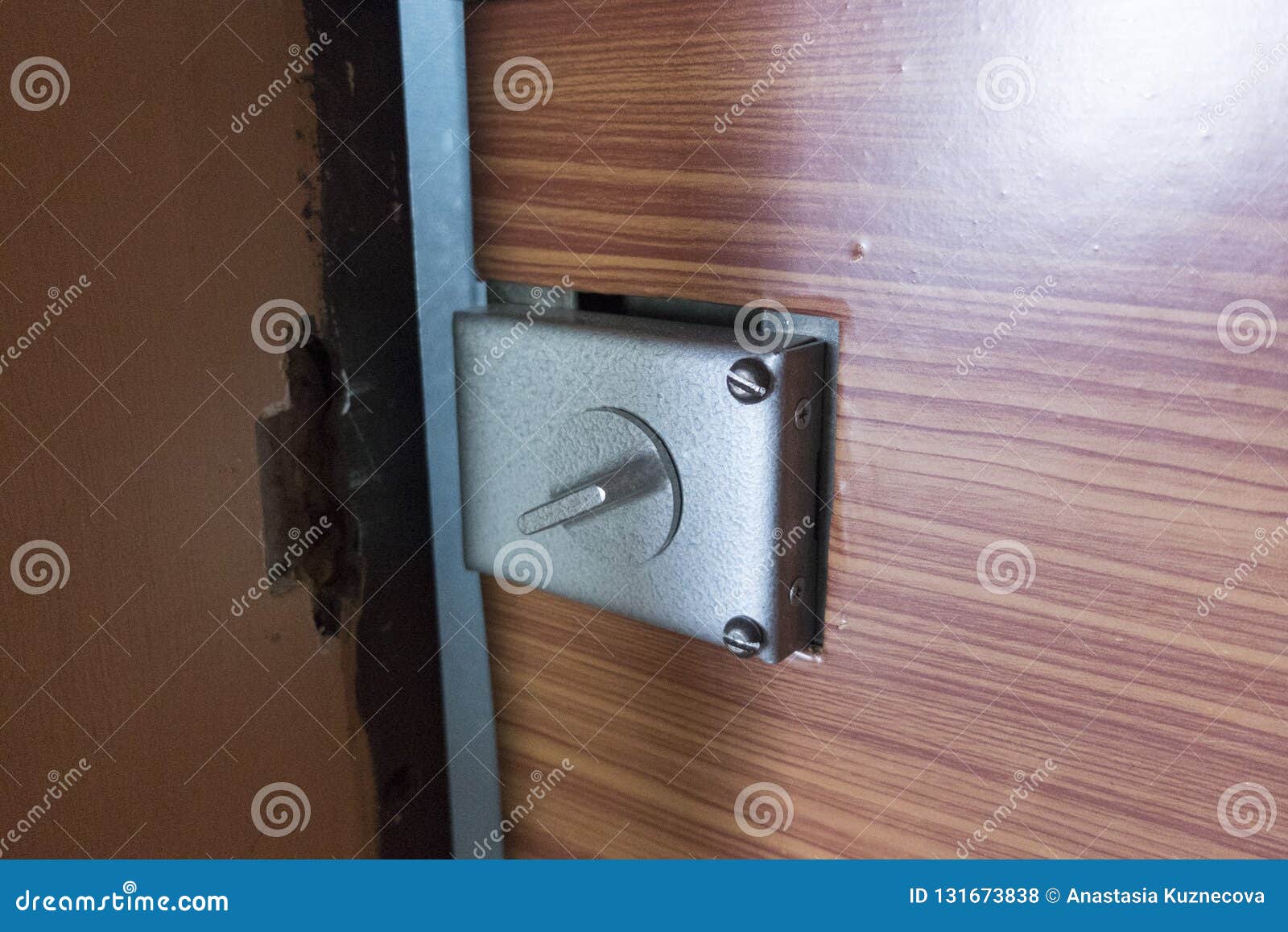 Close-up door lock stock photo. Image of wooden, brown - 131673838