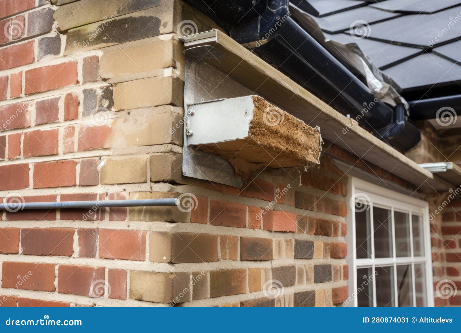 Close-up of Downpipe with New Cladding Being Installed Stock ...