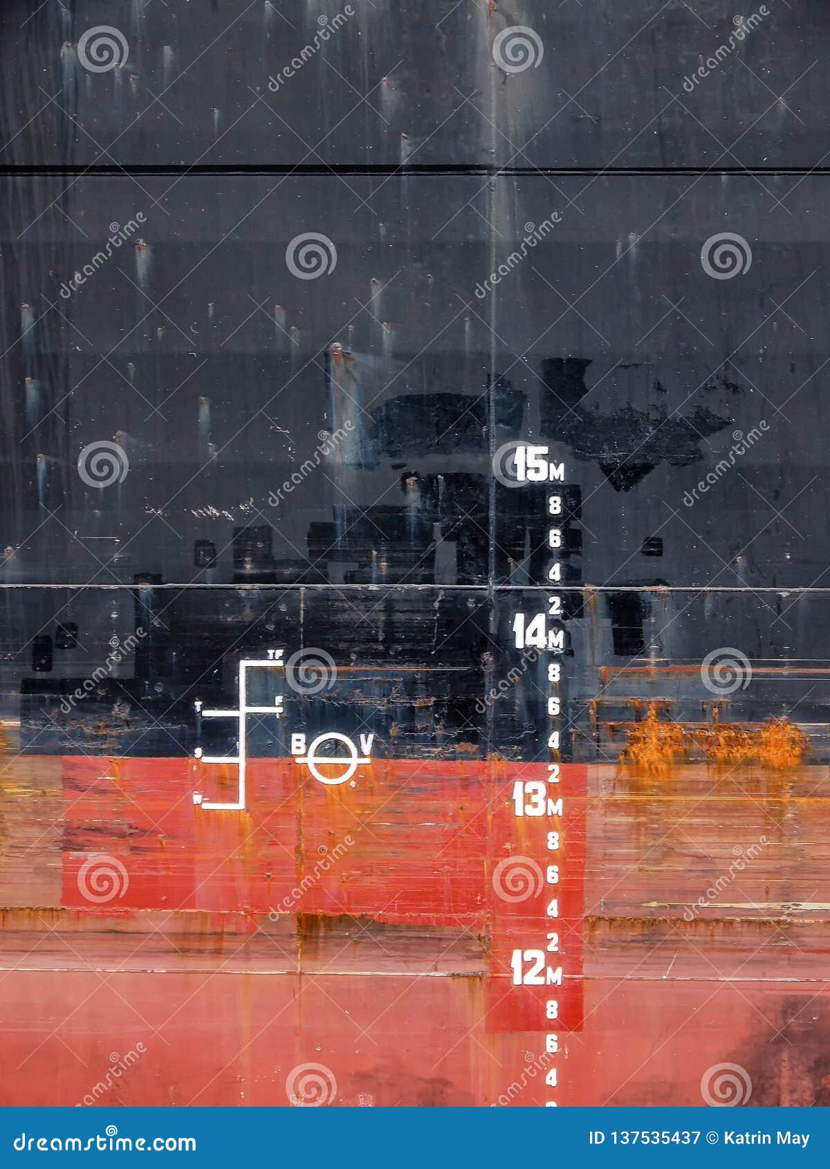Close-up of the Draft Marks of a Ship Stock Image - Image of number ...