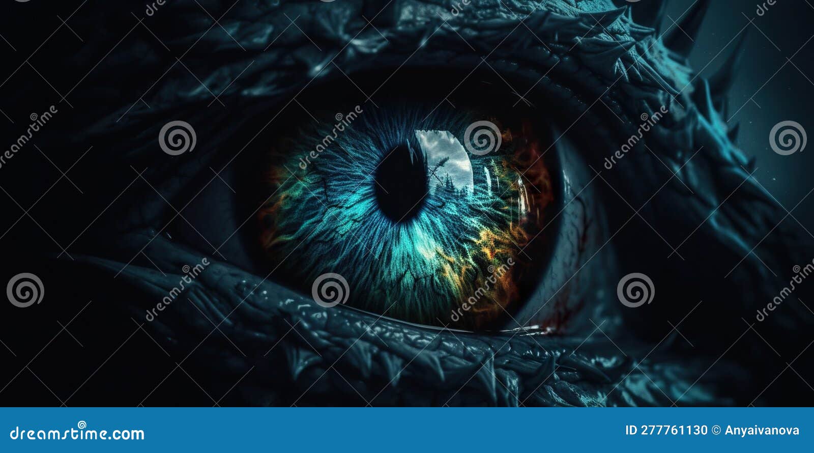 A Close Up of a Dragon Eye. Generative AI Illustration. Stock Photo ...