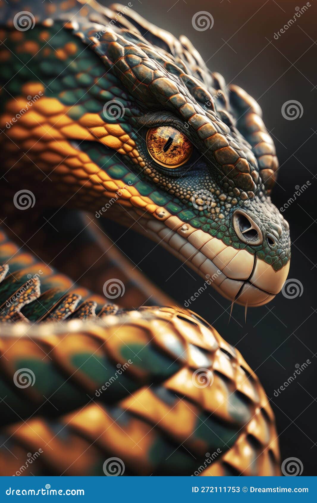 Close-up of a Dragon Head in the Form of a Snake. Generative AI Stock ...