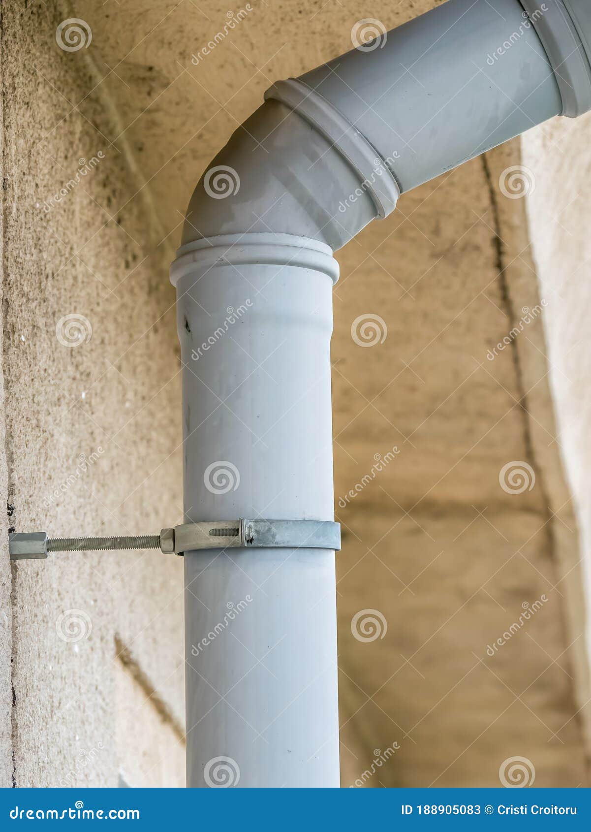 Close Up with a Drain System Installation. Drainpipe on an Apartment ...