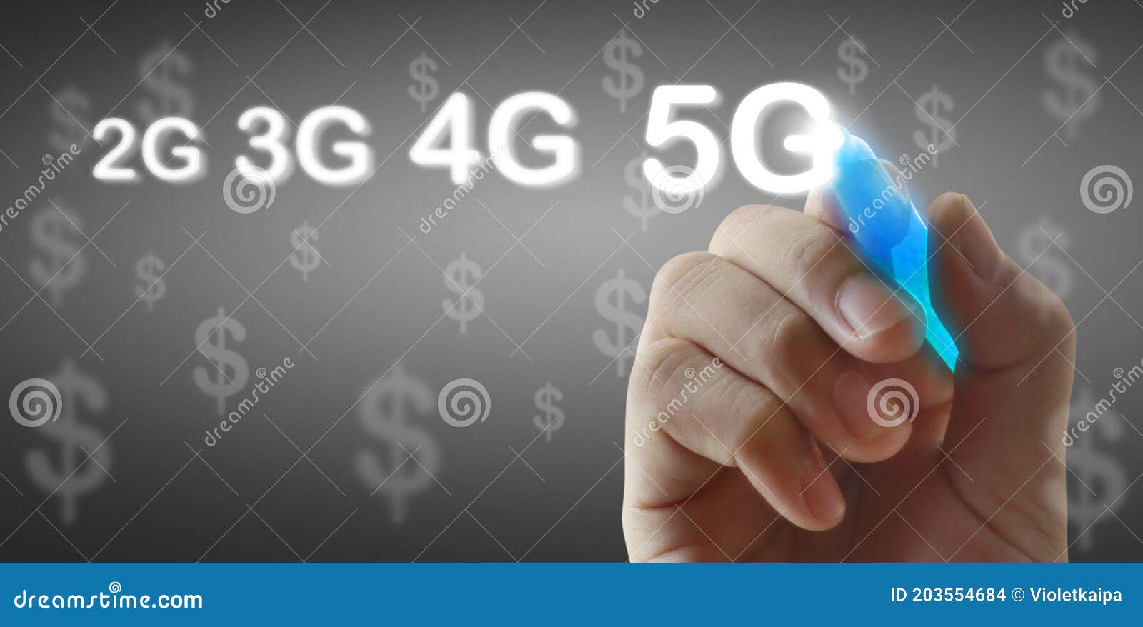 Close Up Drawing 5G Network Stock Photo - Image of business, media ...