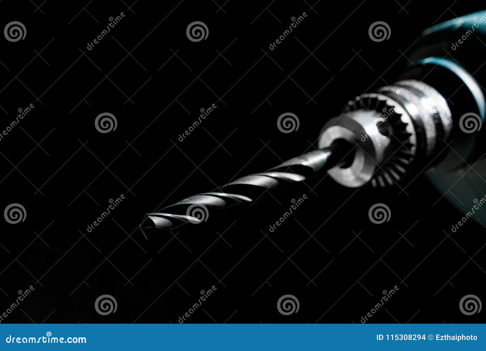 Close Up of Drill Bit on Black Background. Drill Bit in Electric Stock ...