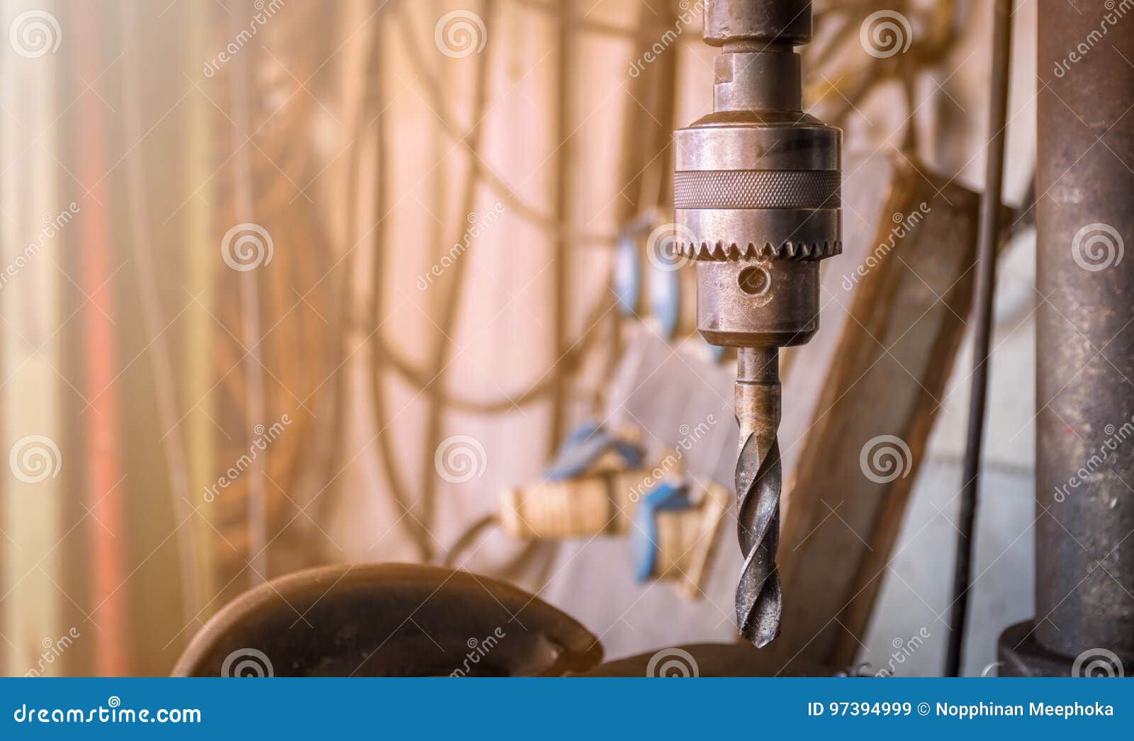Close-Up Drilling Machine in Factory Workshop Stock Image - Image of ...