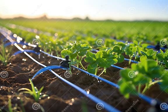 Close-up of Drip Irrigation System in a Field Stock Photo - Image of ...