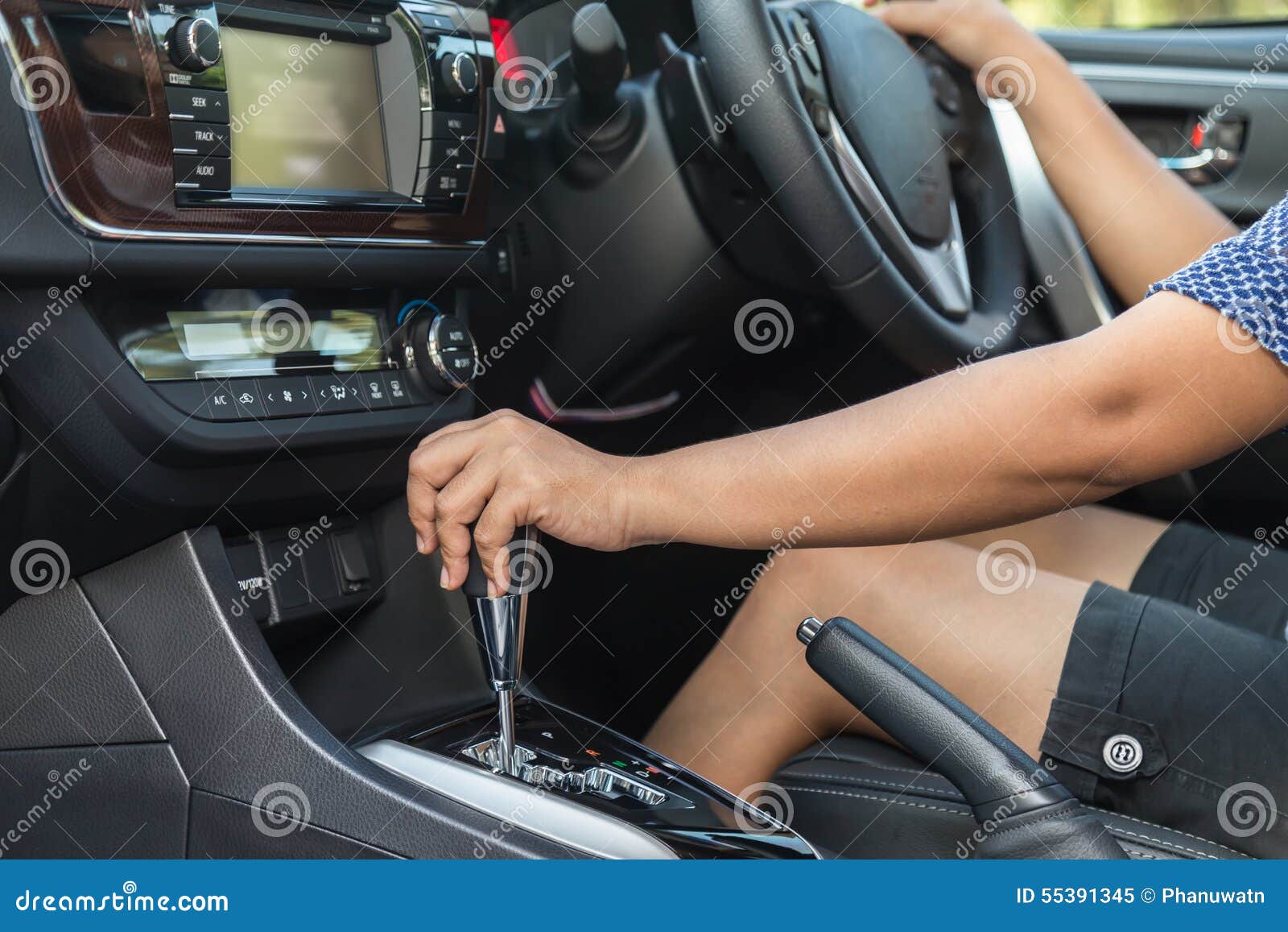 Close Up Driver Left Hand Shifting the Gear Stick Stock Image - Image ...