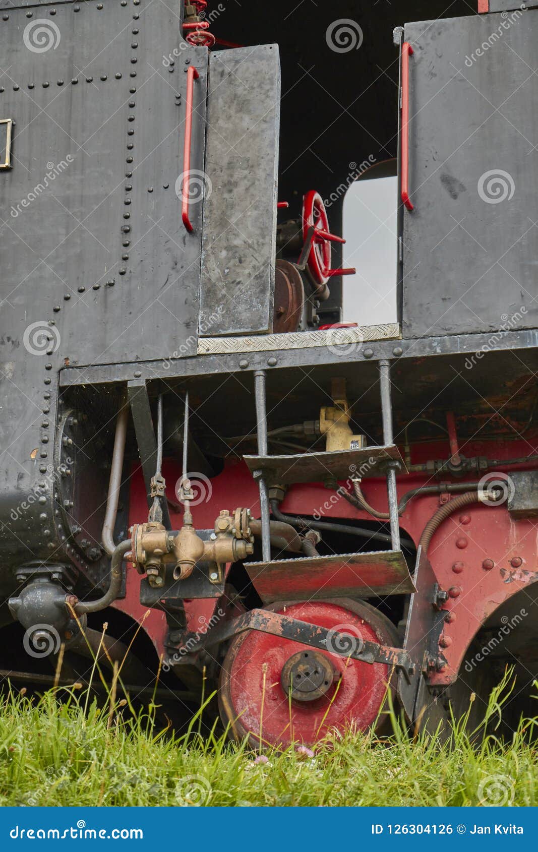 Close Up of a Drivers Cabine and Wheels of an Old Steam Funicular in ...