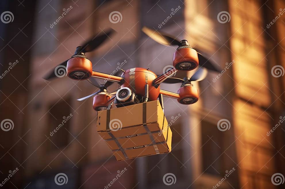 Close-up of a Drones Propeller while Carrying a Box Stock Photo - Image ...