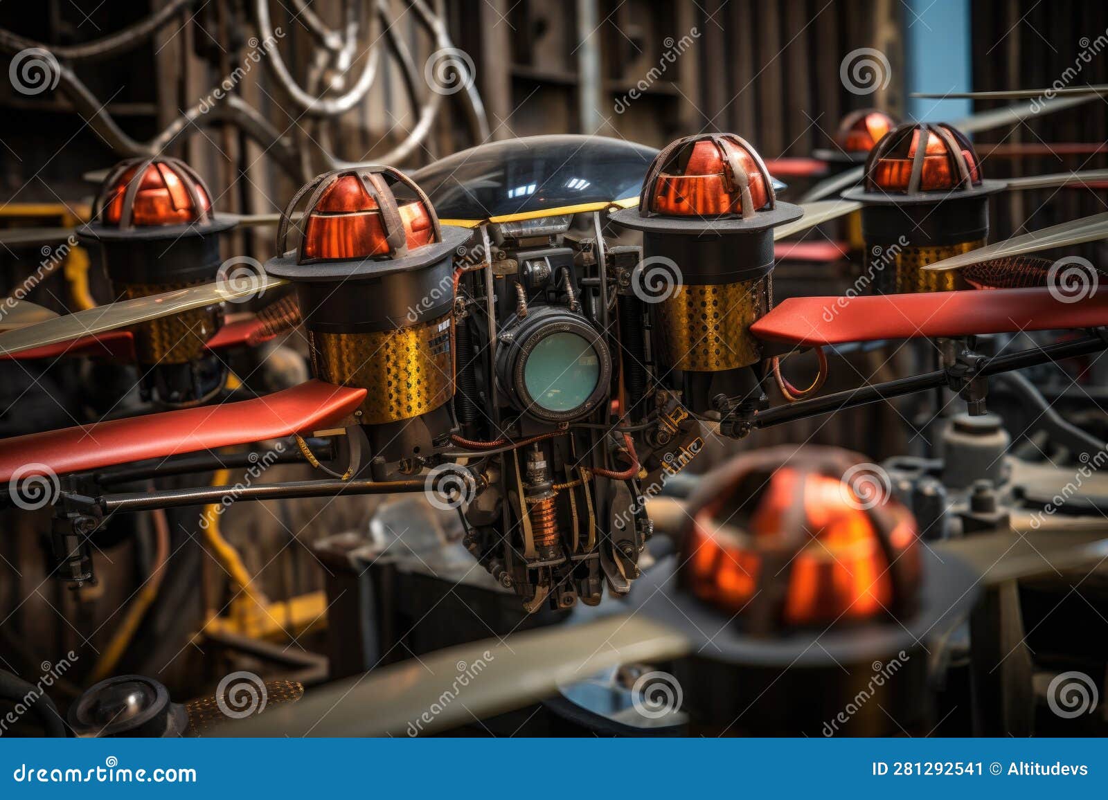 Close-up of Drones Propellers and Sensors Stock Illustration ...