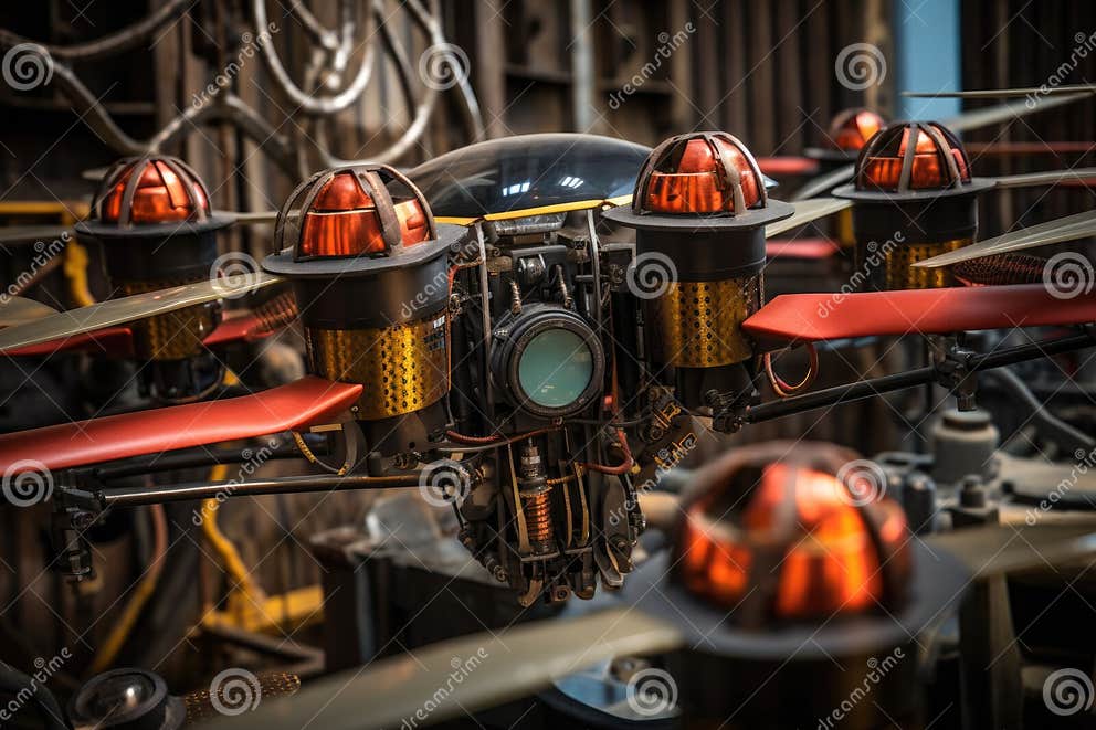 Close-up of Drones Propellers and Sensors Stock Illustration ...