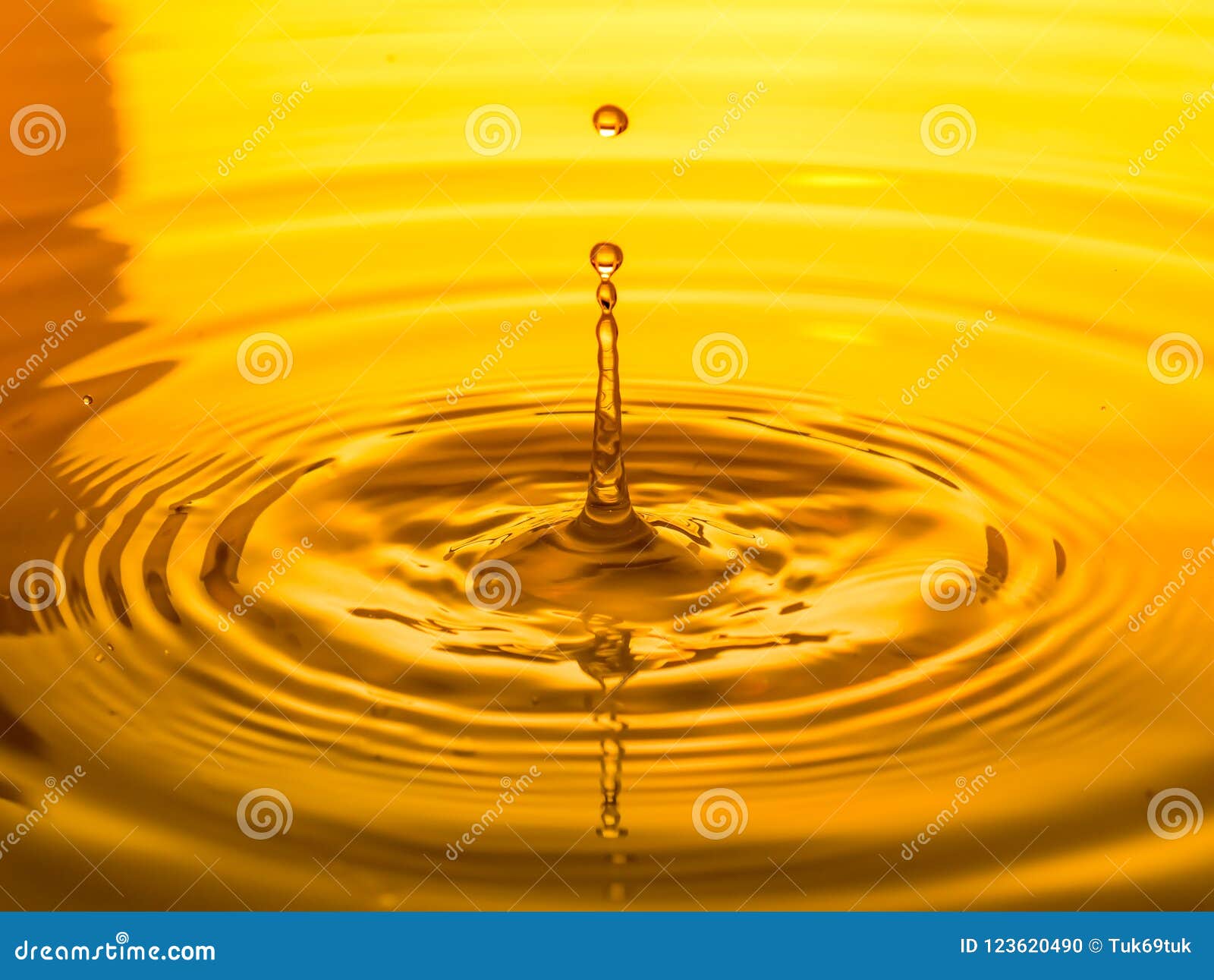 Close Up of a Drop Oil on a Yellow Background Stock Photo - Image of ...