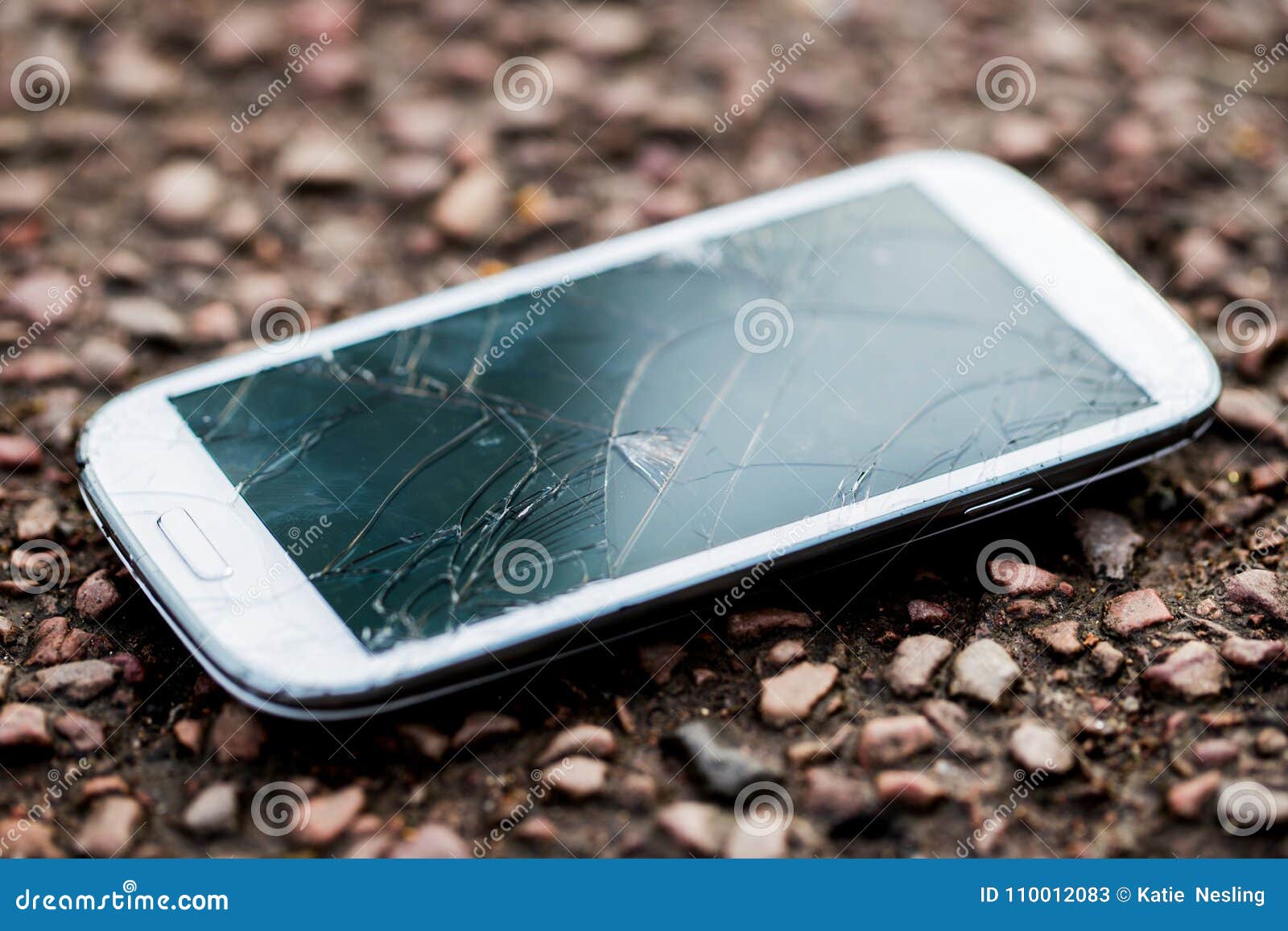 Close Up of Dropped Mobile Phone with Cracked Screen Stock Image ...