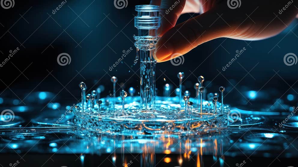 Dropper Dispensing Liquid on Reflective Surface Stock Illustration ...