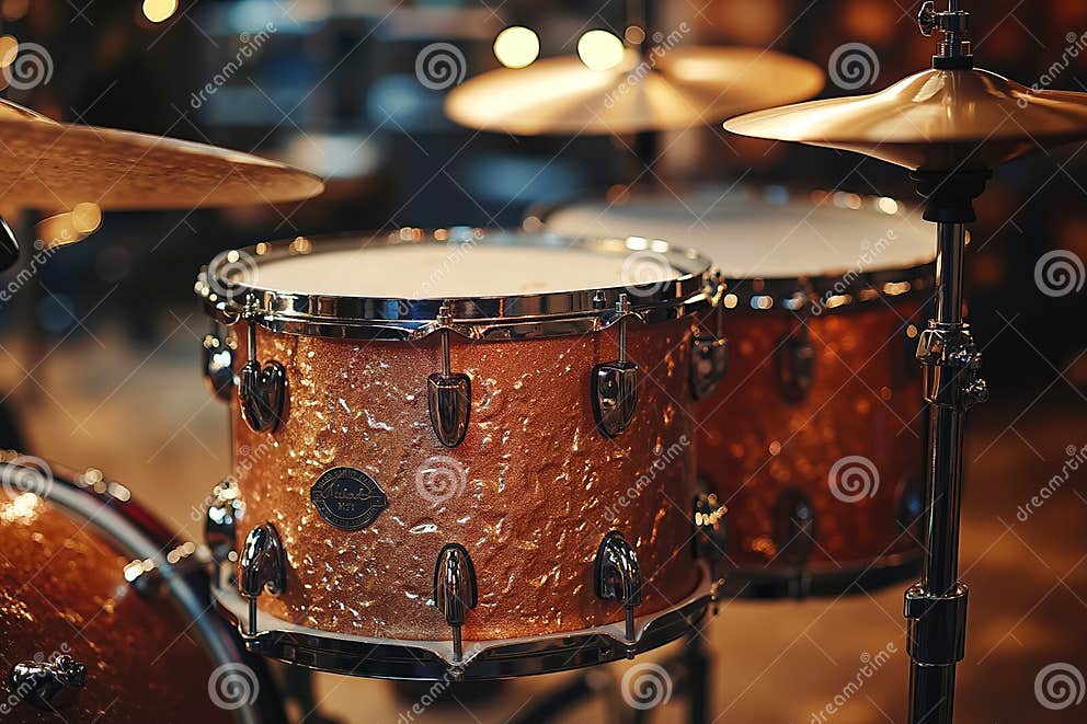 A Close Up of a Drum Set on a Drum Kit Stock Image - Image of drum ...
