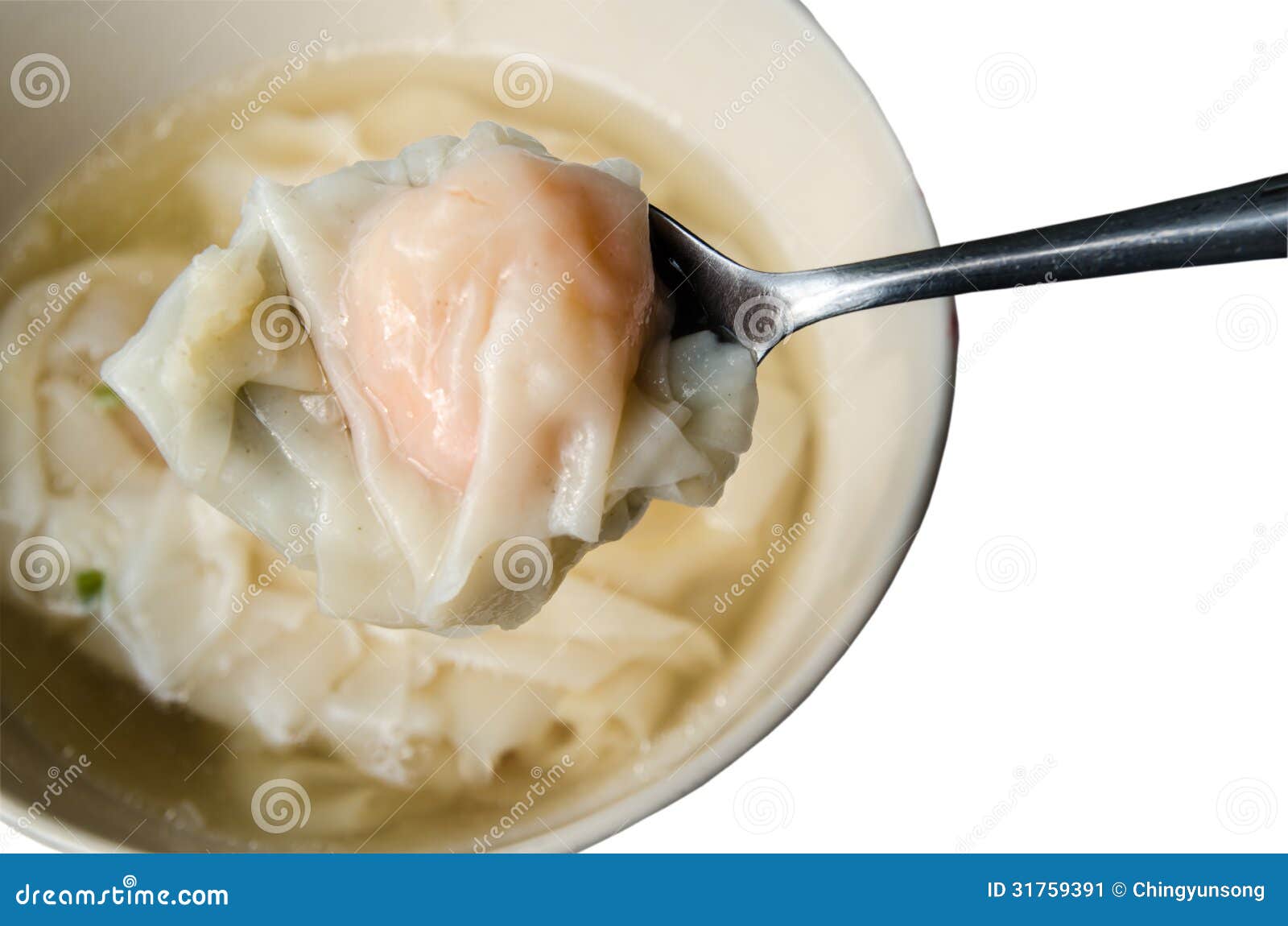 Close Up of a Dumpling in the Spoon Stock Image - Image of lunch ...