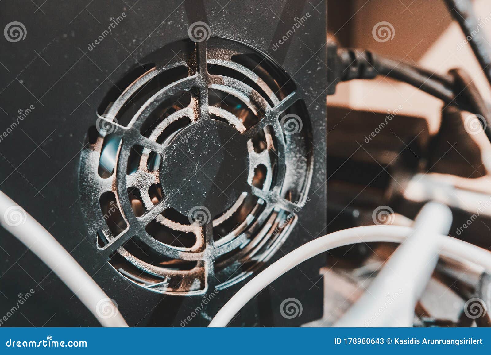Close Up of Dusty Cooler Fan in Desktop Computer Stock Image - Image of ...
