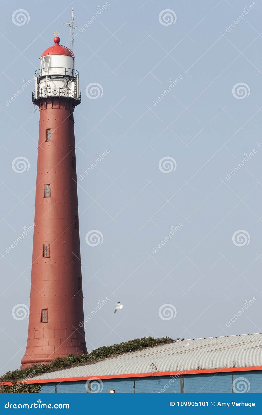 Close Up of a Dutch Lighthouse Stock Image - Image of cloud, building ...