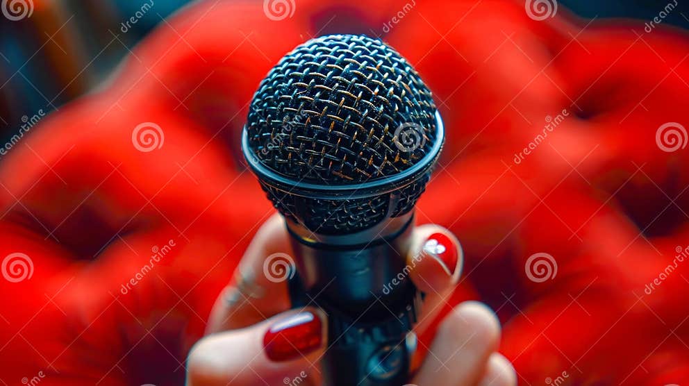Close-up of a Dynamic Performance Microphone in Hand. Generative Ai ...