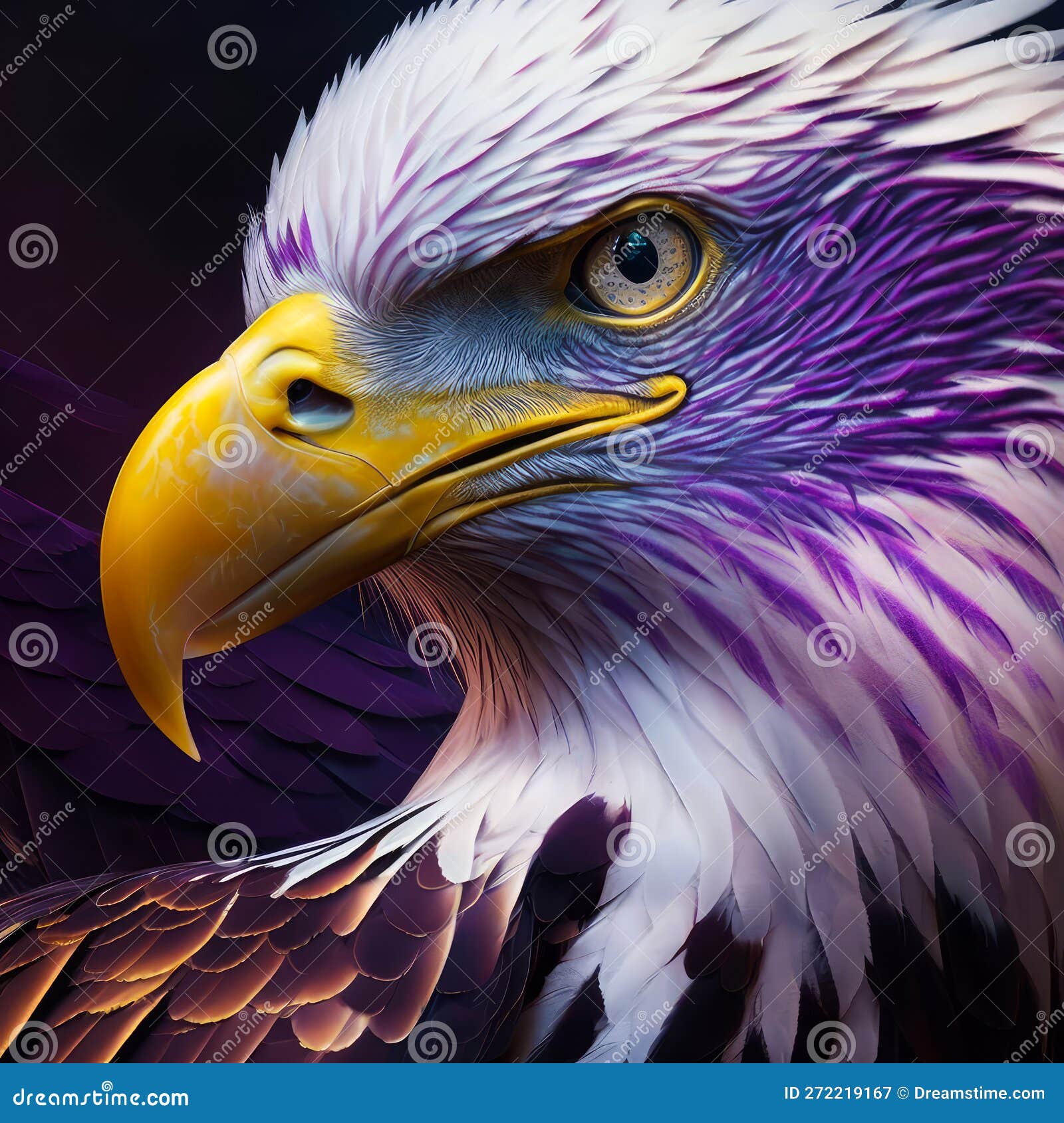 Close Up of an Eagle S Head with Purple Feathers. Generative AI Stock ...