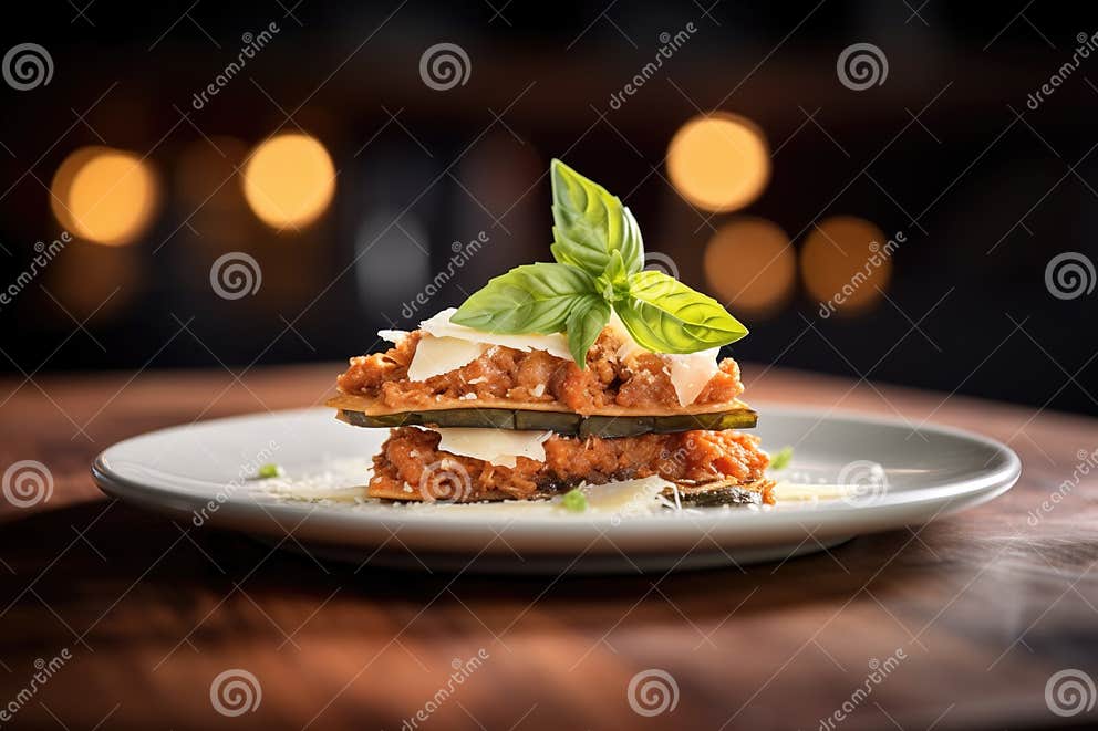 Close-up of Eggplant Parmesan Slice with Cheese Pull Effect Stock Photo ...