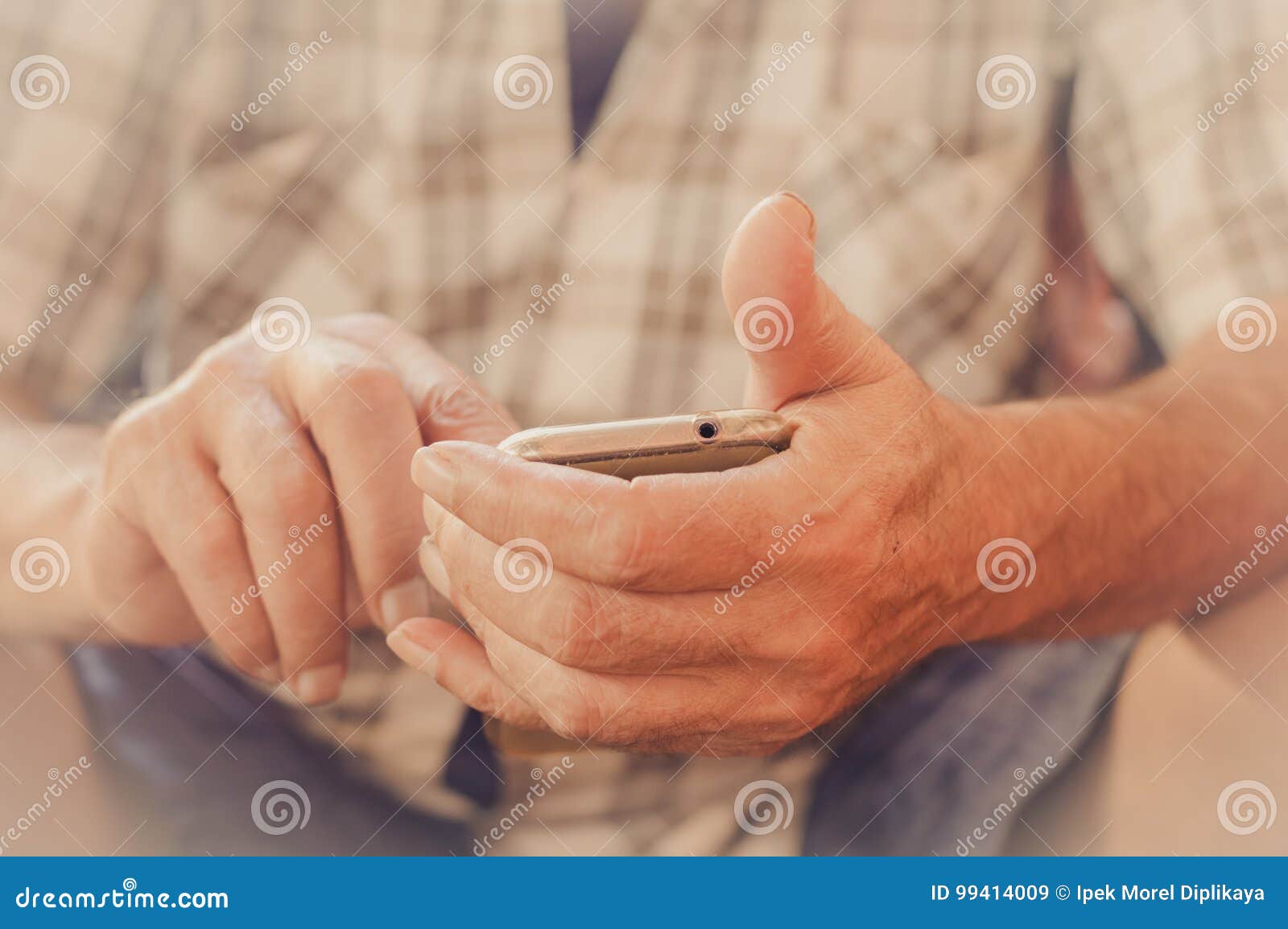 Close Up of an Elderly Man Hand Using Mobile Smart Phone Stock Image ...