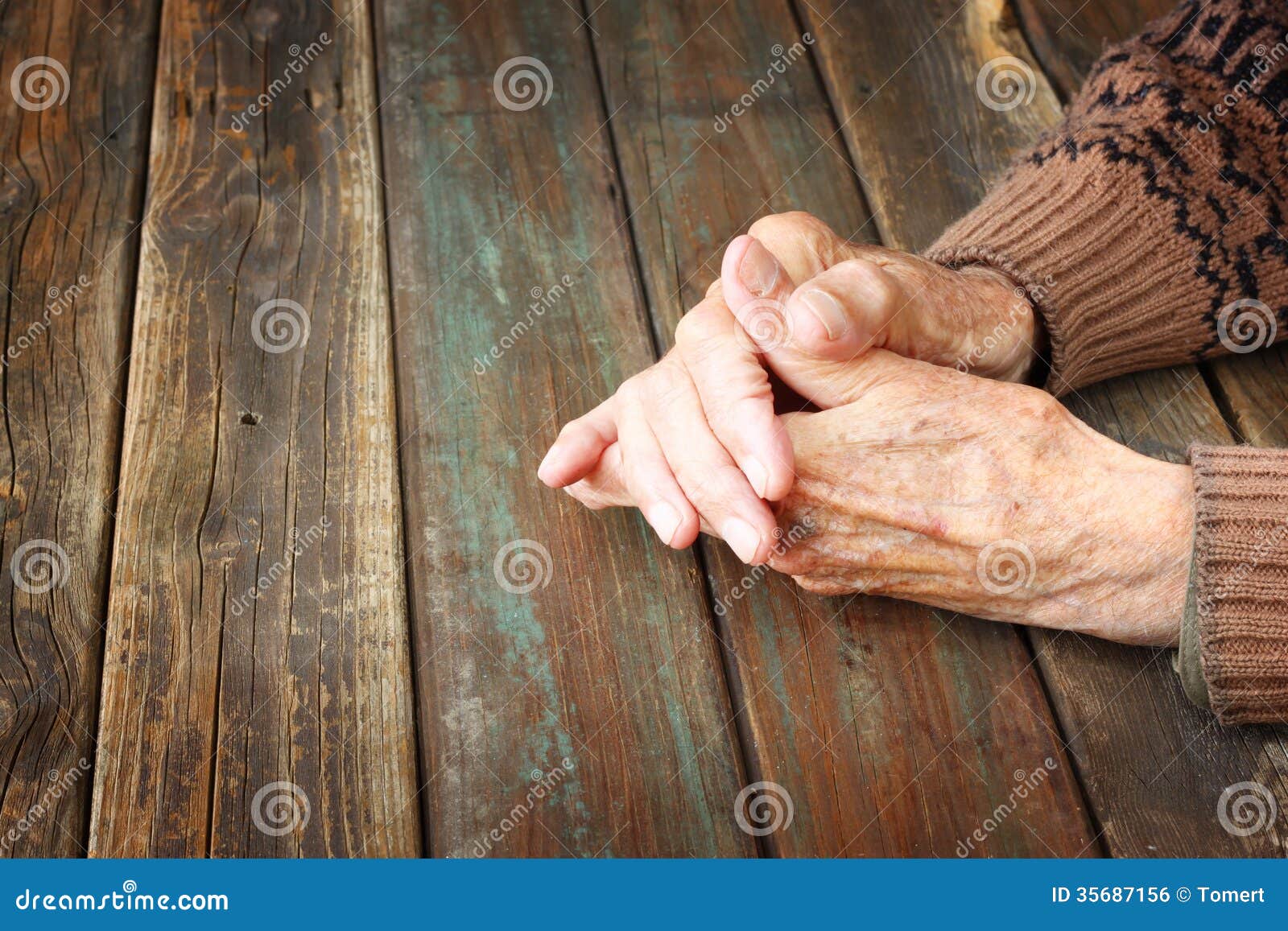 Close Up of Elderly Male Hands on Wooden Table Stock Photo - Image of ...