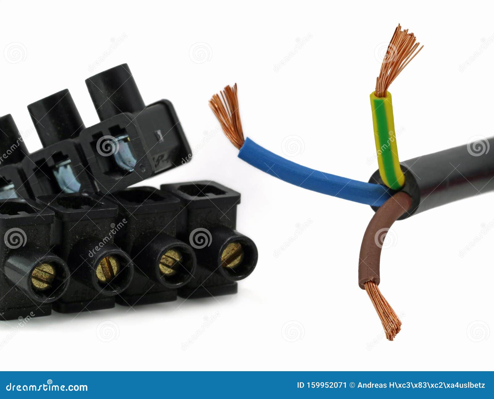 Close Up of a Electric Cable with Luster Terminal, Strip on White ...