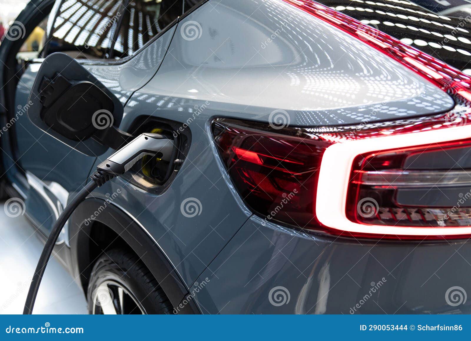Close-up of an Electric Car with a Cable Stock Photo - Image of city ...
